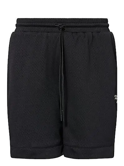 THE COUTURE CLUB Airtex Logo-embroidered Woven-mesh Shorts - Black