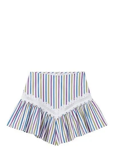 Claudie Pierlot Cotton Mini Skirt With Lace Trim - Multicolored