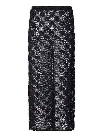 Dissh Agnes Crochet Column Midi Skirt - Black