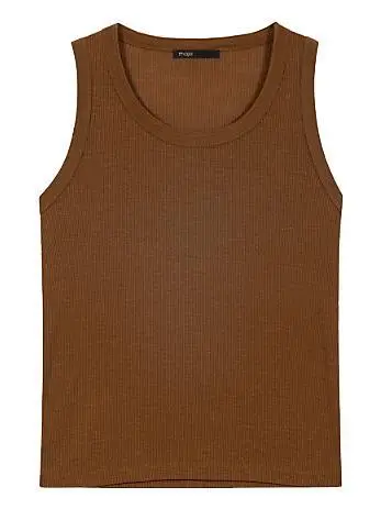 Maje Ribbed Lyocell Vest Top - Brown