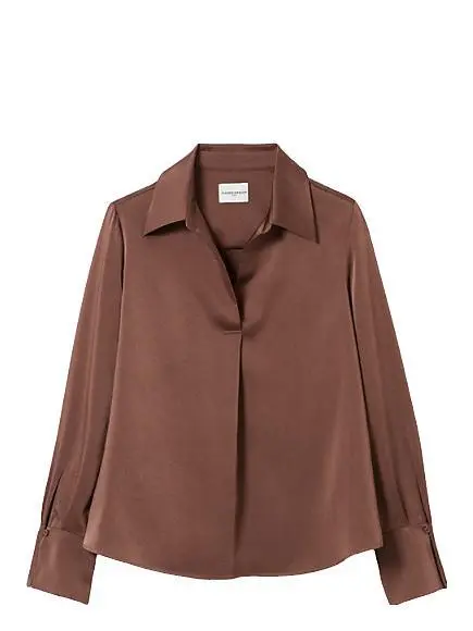 Claudie Pierlot Collared Relaxed-fit Woven Blouse - Brown Ice