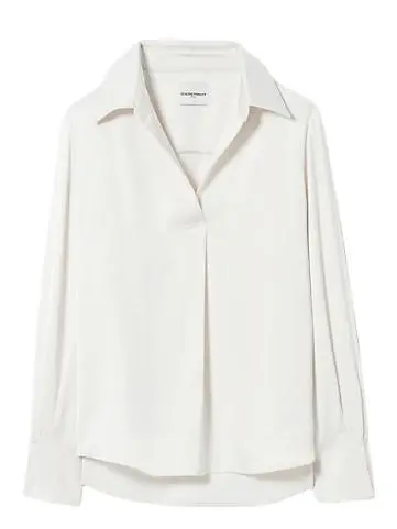 Claudie Pierlot Collared Relaxed-fit Woven Blouse - Ivory