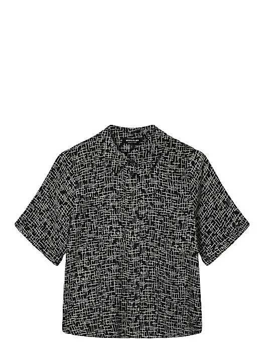 Whistles Grid-print Short-sleeved Woven Shirt - Black
