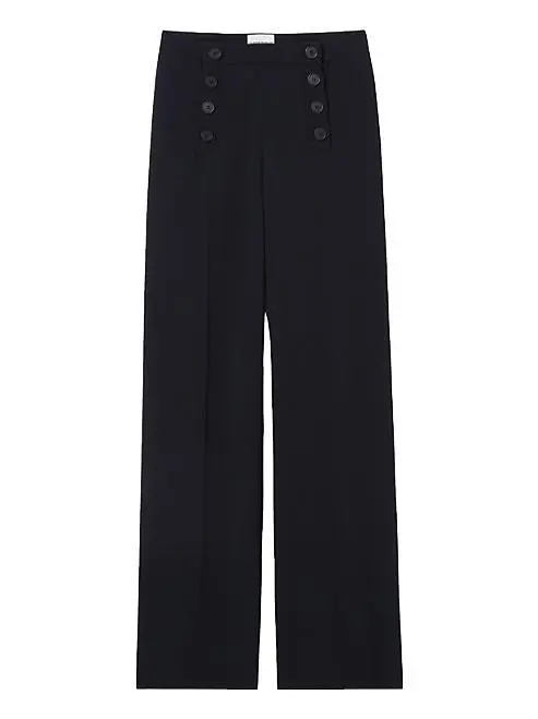 Claudie Pierlot High-rise Wide Leg Trousers - Navy