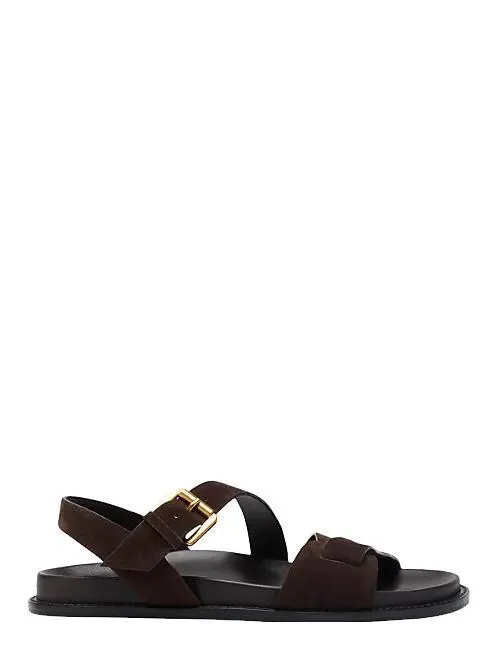 Whistles Asymmetric-strap Suede Sandals - Brown