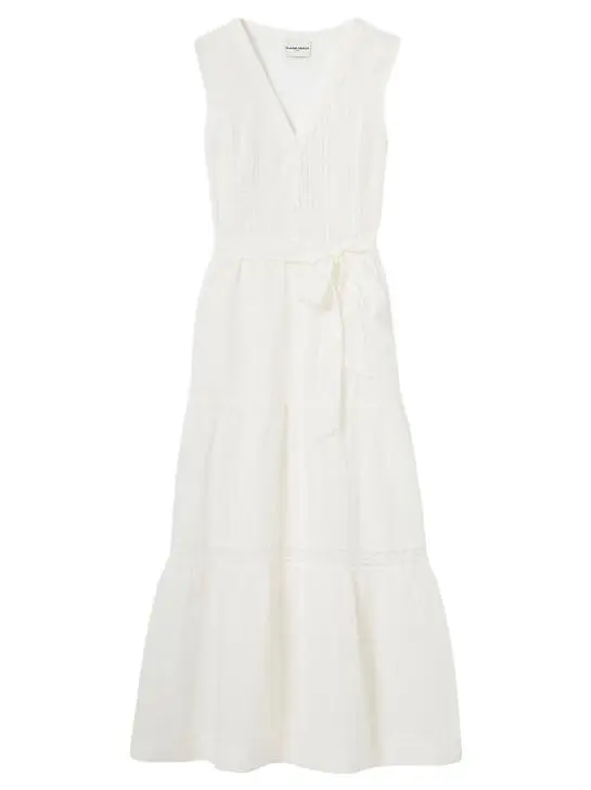 Claudie Pierlot Sleeveless Belted Cotton Maxi Dress - Ecru