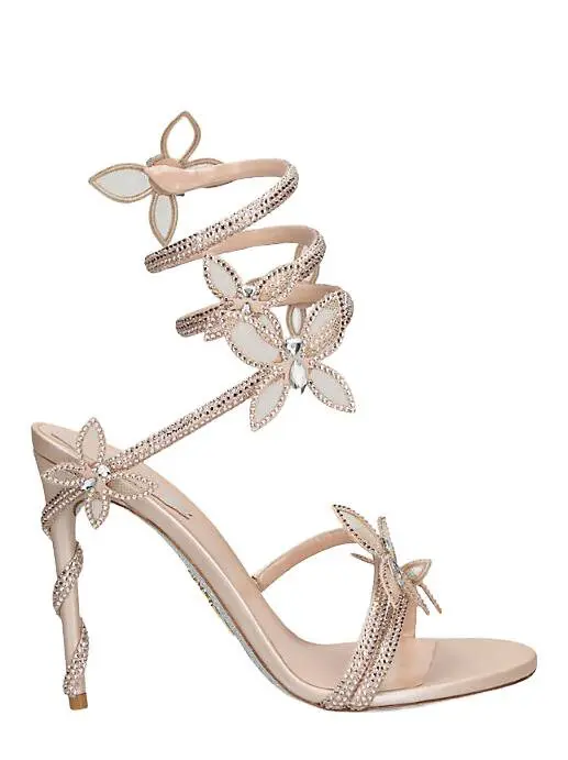 Rene Caovilla Margot Floral-embellished Heeled Sandals - Blush