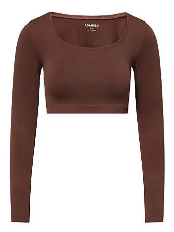 ADANOLA Classic Seamless Open-back Gym Top - Chocolate Brown