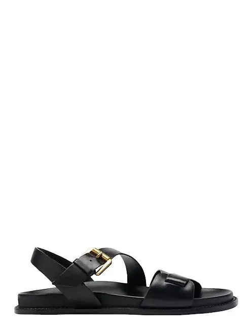 Whistles Asymmetric Buckle Leather Sandals - Black