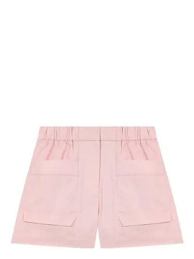 Maje Brand-embroidered Elasticated-waist Cotton Shorts - Pink