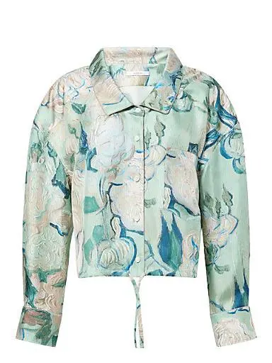 Givenchy Graphic-print Cropped Silk Shirt - Mint Green