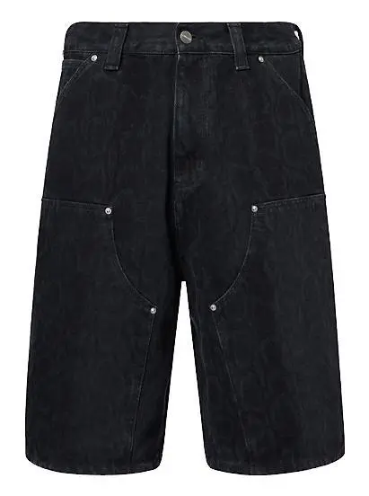 Carhartt Work In Progress Og Double Knee Denim Shorts - Snake Camo Black