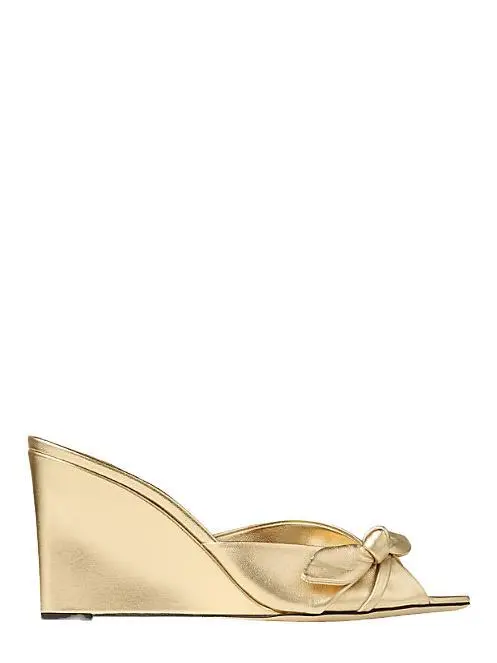 JIMMY CHOO Livi 85 Wedge Leather Heels - Gold/gold