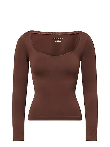 ADANOLA Classic Seamless Long-sleeve Top - Chocolate Brown