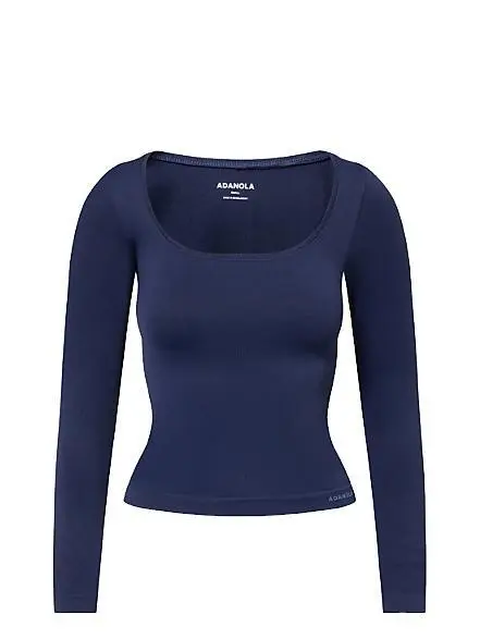ADANOLA Classic Seamless Long-sleeve Top - Navy Blue