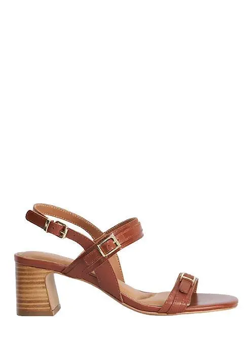 DUNE Leather Heeled Sandals - Tan Leather