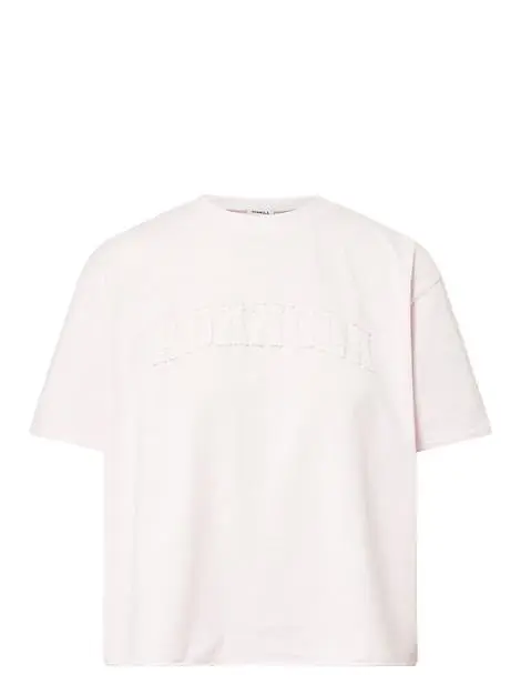 ADANOLA Varsity Raw-hem Cotton T-shirt - Soft Pink