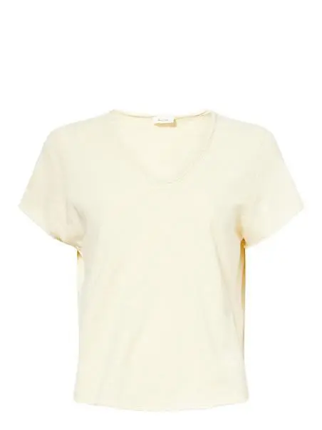American Vintage Cotton V-neck T-shirt - Vanille Vintage