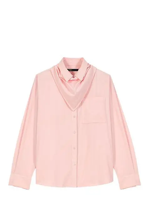 Maje Detachable-scarf Long-sleeved Cotton Shirt - Pink
