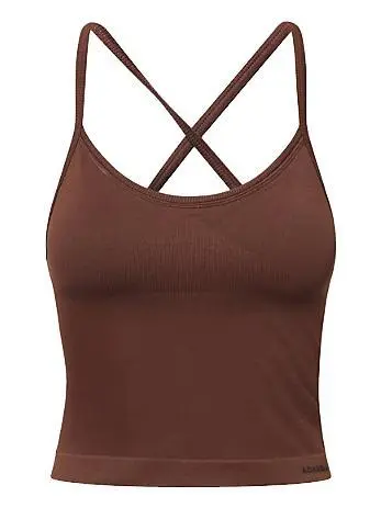 ADANOLA Classic Seamless Cross-back Tank Top - Chocolate Brown