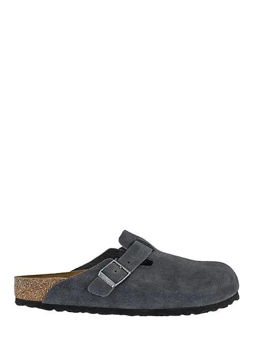BIRKENSTOCK Boston Suede Clogs - Charcoal