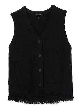 Whistles Boucle-knit Tank Top With Fringe Trim - Black
