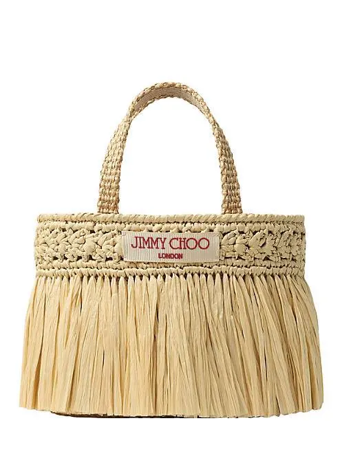 JIMMY CHOO Mini Beach Raffia Tote Bag - Natural/light Gold