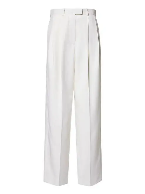 Givenchy Double-pleat Straight-leg Wool-blend Trousers - White