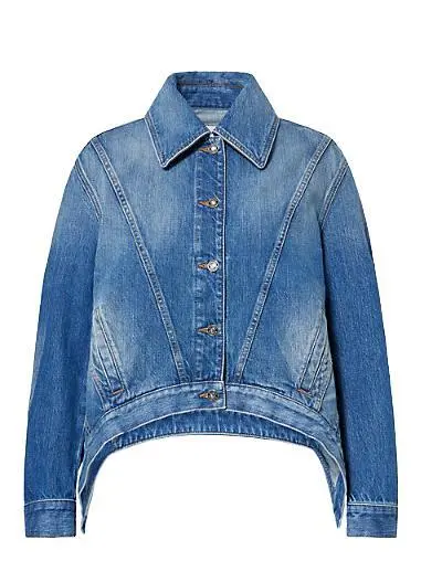 Givenchy Dipped-hem Cocoon Denim Jacket - Medium Blue