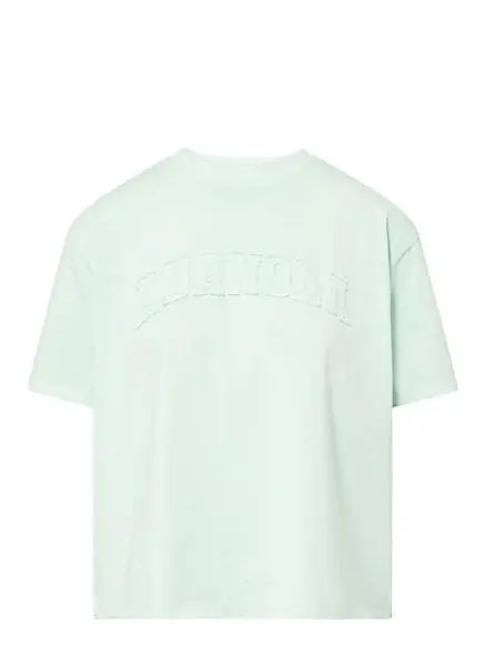 ADANOLA Varsity Raw-hem Cotton T-shirt - Mint Green