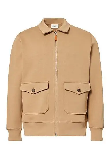 Gant Ponte Di Roma Patch-pocket Cotton-jersey Jacket - Warm Khaki