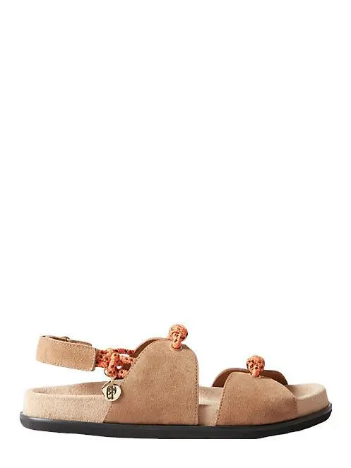 Claudie Pierlot Rope-trim Suede Sandals - Camel