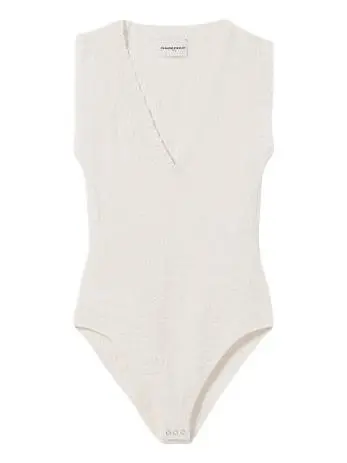 Claudie Pierlot V-neck Jacquard Knitted Bodysuit - Ecru