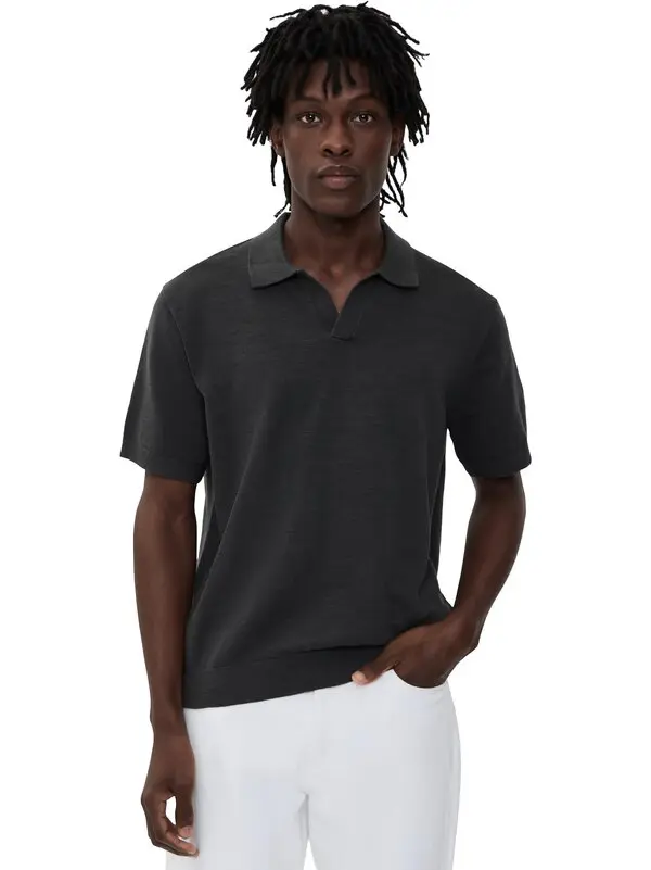Madewell Cotton Slub Short Sleeve Johnny Collar Polo - Coal