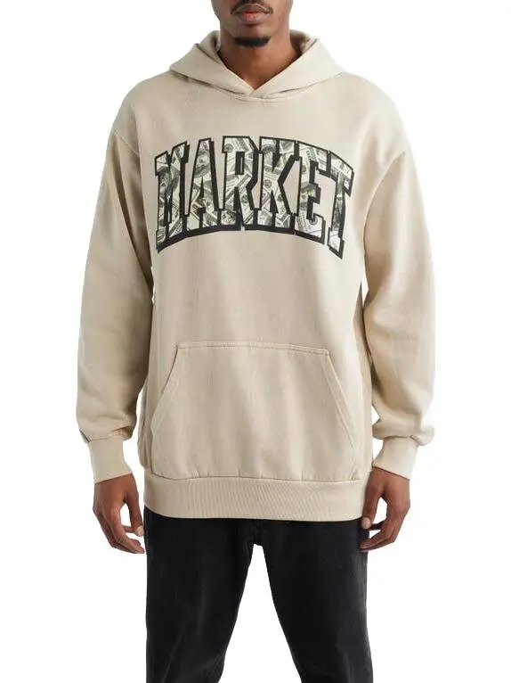 MARKET Money Arc Oversized Fleece Hoodie - Natural