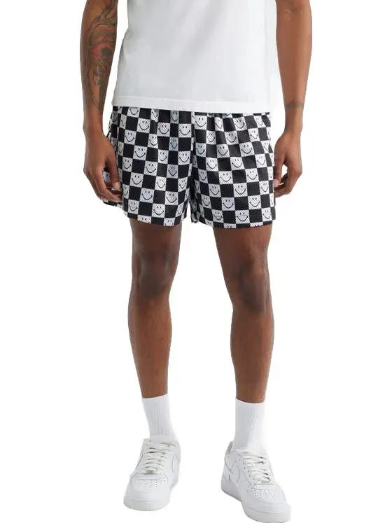 MARKET Smiley® Checkerboard Mesh Shorts - Black/white