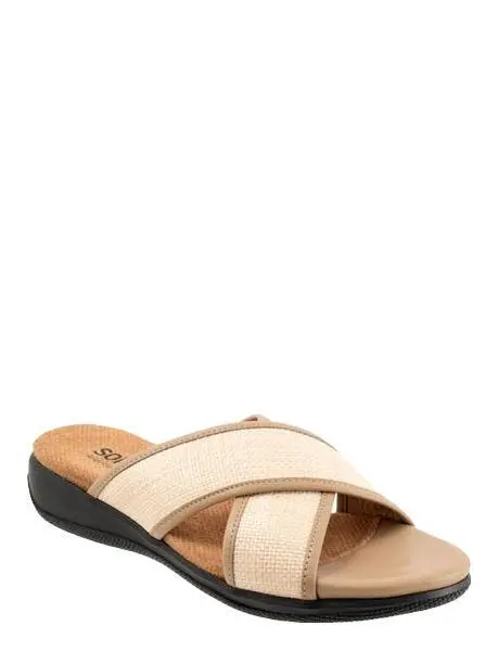 Softwalk Cross-strap Slide Sandal - Beige