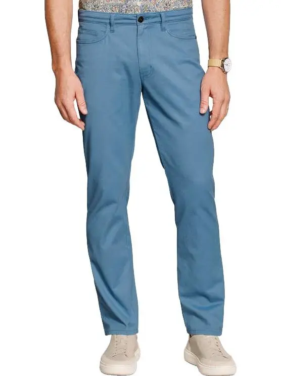 Johnston & Murphy Straight Leg Stretch Cotton 5-pocket Pants - Blue