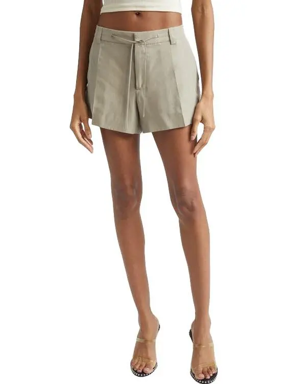 Alexander Wang Mid-rise Silk Drawcord Shorts - Army Tan