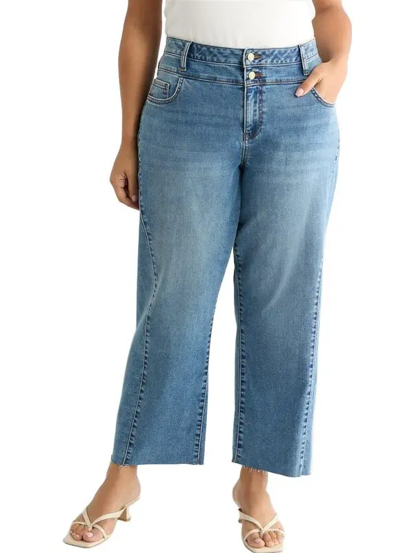 Kut From The Kloth High Waist Wide Leg Jeans With Raw Hem - Synergy