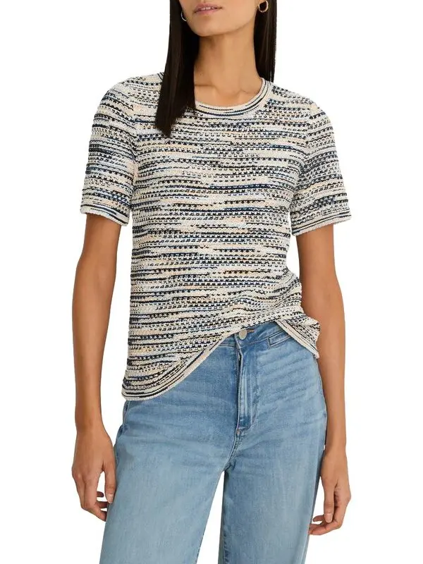NIC+ZOE Space Dye Tuck Stitch Sweater - Blue Multi