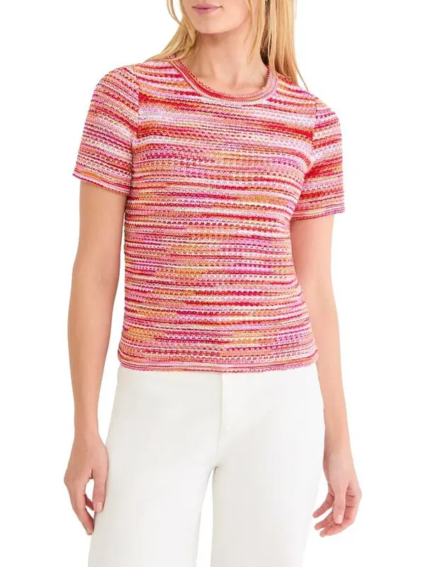 NIC+ZOE Space Dye Tuck Stitch Sweater - Red Multi