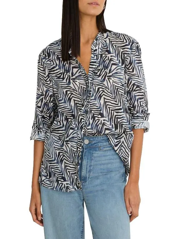 NIC+ZOE Inked Lines Button-up Shirt - Indigo Multi