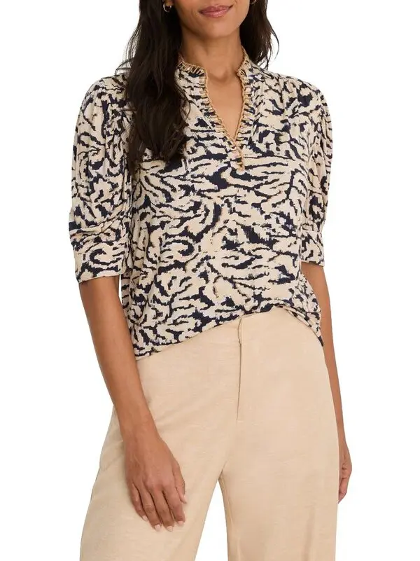 NIC+ZOE Contrast Swirl Top - Neutral Multi