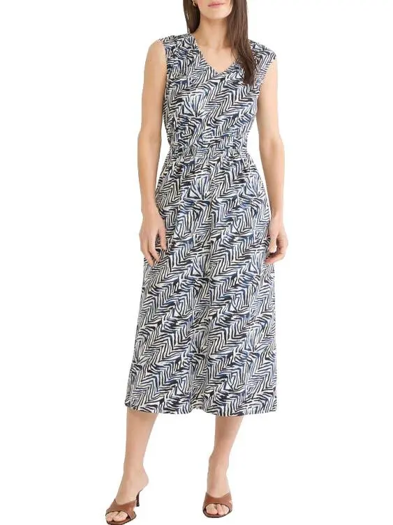 NIC+ZOE Inked Lines Sleeveless Midi Dress - Indigo Multi