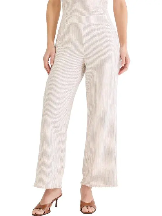 NIC+ZOE Pinstripe Wide Leg Gauze Pants - Neutral Multi