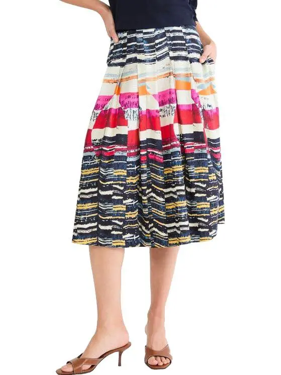 NIC+ZOE Rising Sun Midi Skirt - Red Multi
