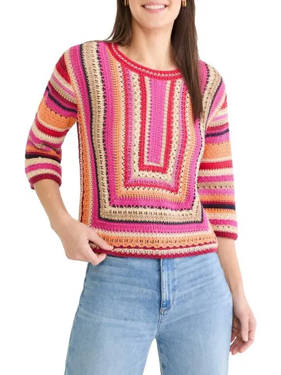 NIC+ZOE Pastiche Mix Stitch Sweater - Pink Multi