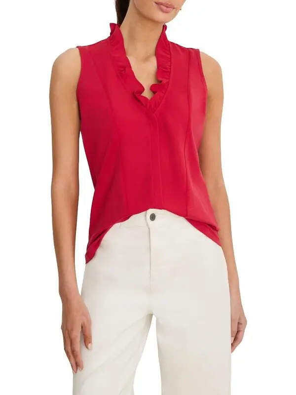 NIC+ZOE Ruffle Around Tank - True Red