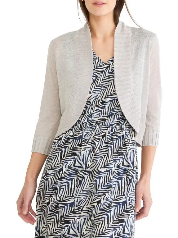 NIC+ZOE Linen-blend Bolero Cardigan - Silver Wisp